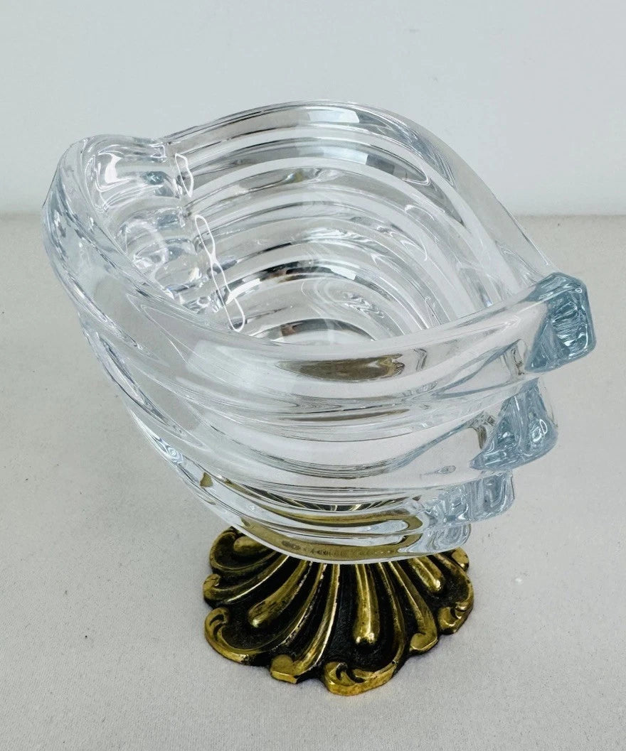 Crystalite Bohemia ‘Tide’ Lead Free Crystal Bowl with Brass Stand, 5 ...