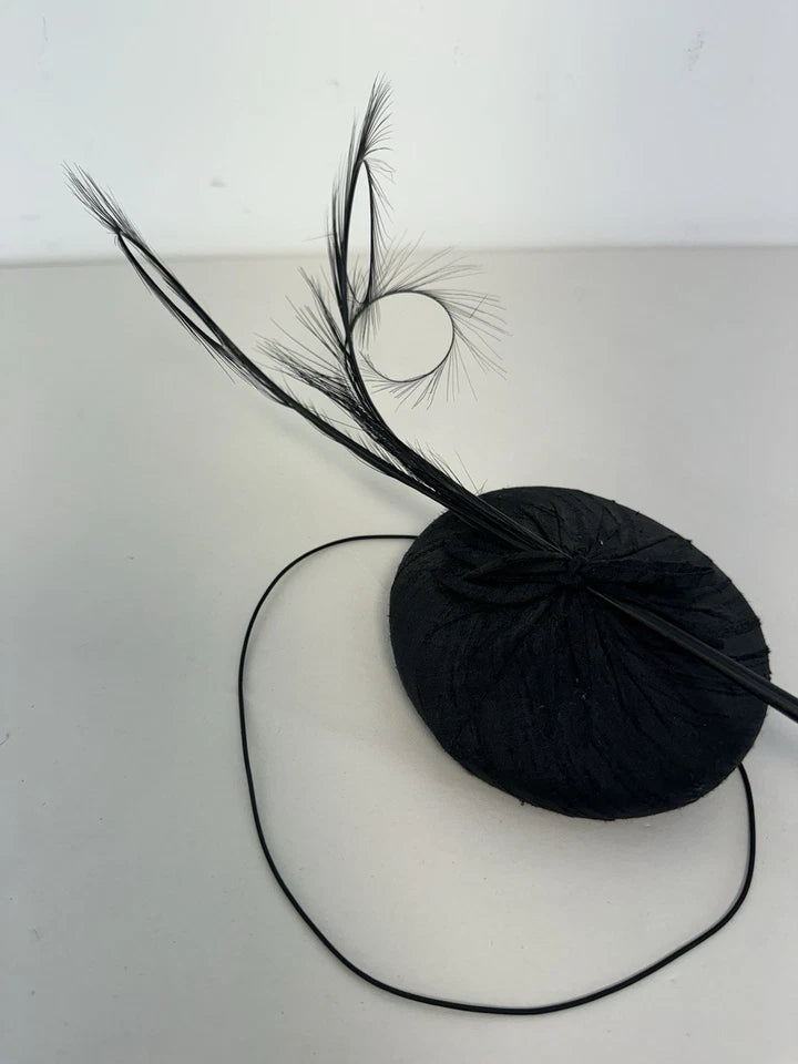 Rachel Trevor- Morgan Black Feather Pillbox Women’s Hat Fascinator ...