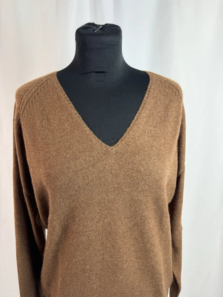 Loro Piana Brown Cashmere Women’s V Neck Sweater Size Large-NEW – FARA ...